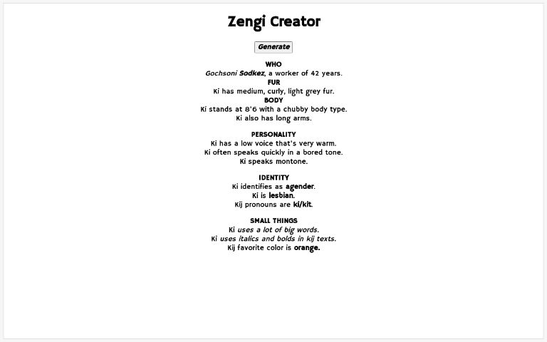 Zengi Creator ― Perchance Generator