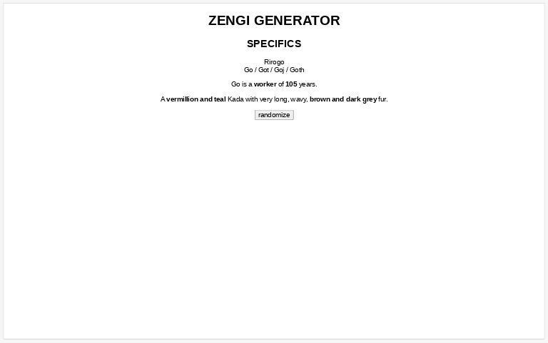 ZENGI GENERATOR