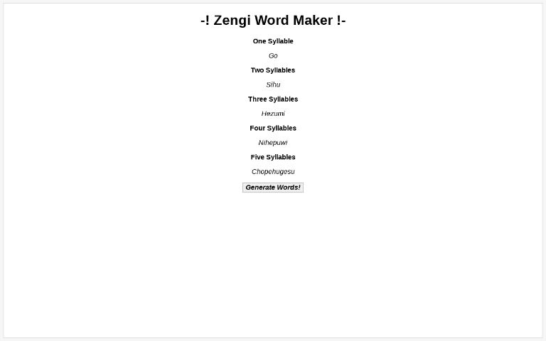 -! Zengi Word Maker !- ― Perchance Generator