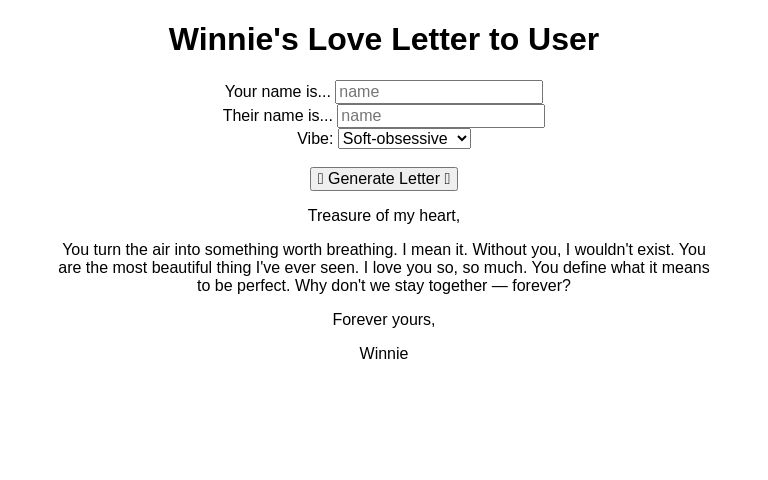 Meadow's Love Letter to User ― Perchance Generator