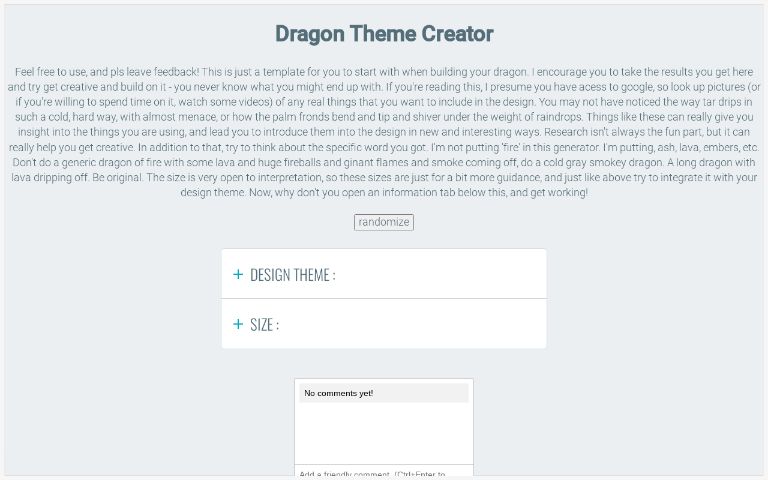 Dragon Theme Creator ― Perchance Generator