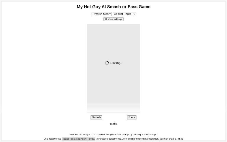 My Hot Guy AI Smash or Pass Game ― Perchance Generator