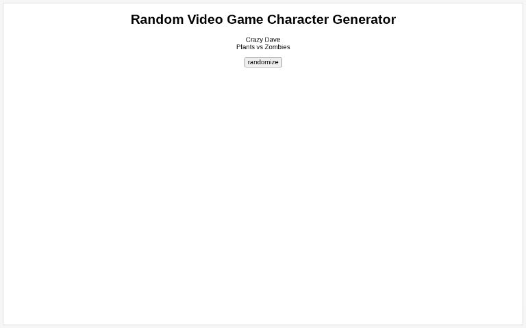 Random Video Game Character Generator