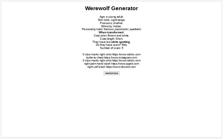 Werewolf Generator