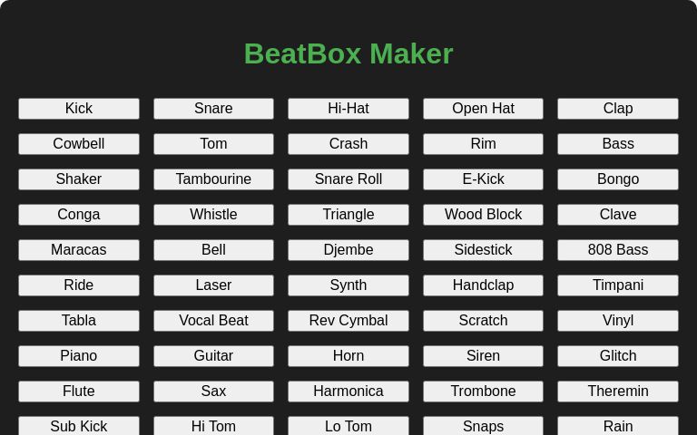 BeatBox Maker ― Perchance Generator