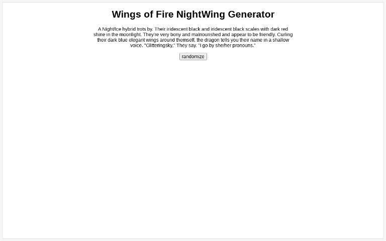 Wings of Fire NightWing Generator