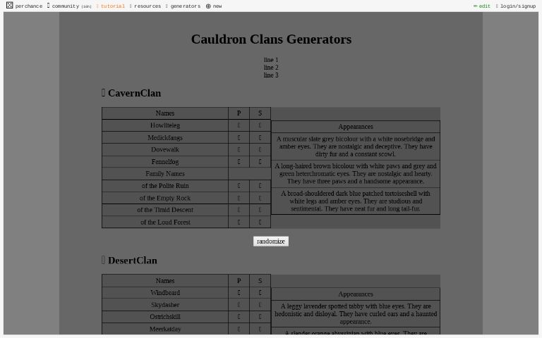Cauldron Clans Generators