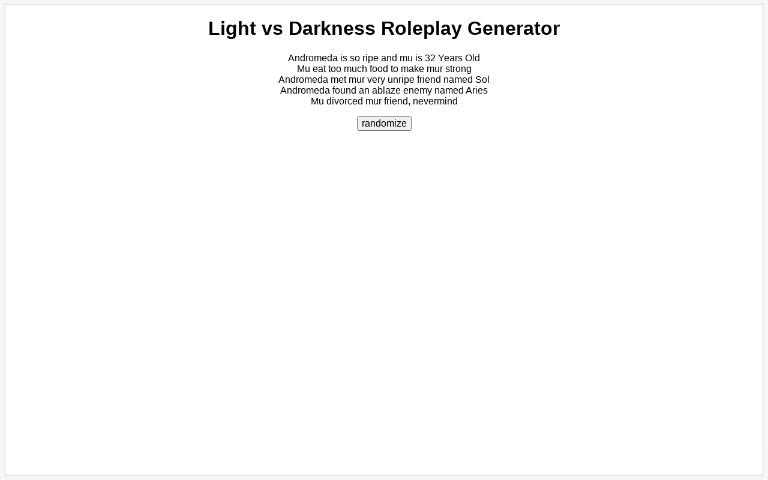 Light vs Darkness Roleplay Generator