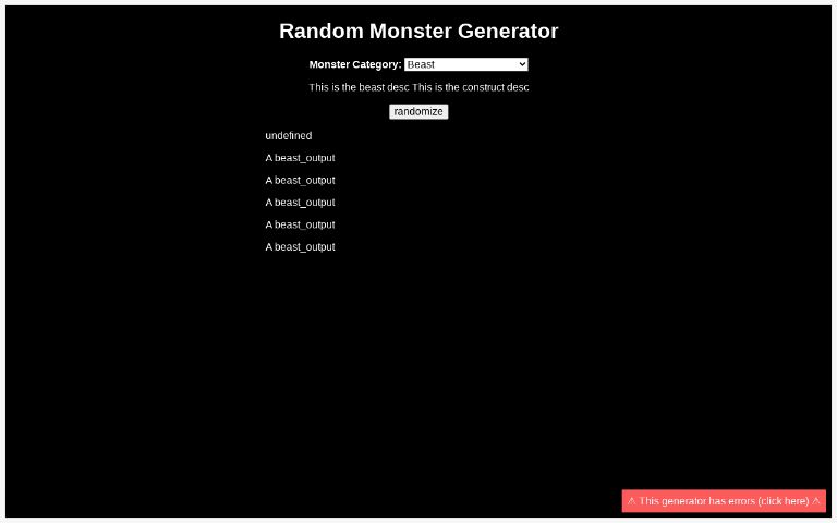 Random Monster Generator