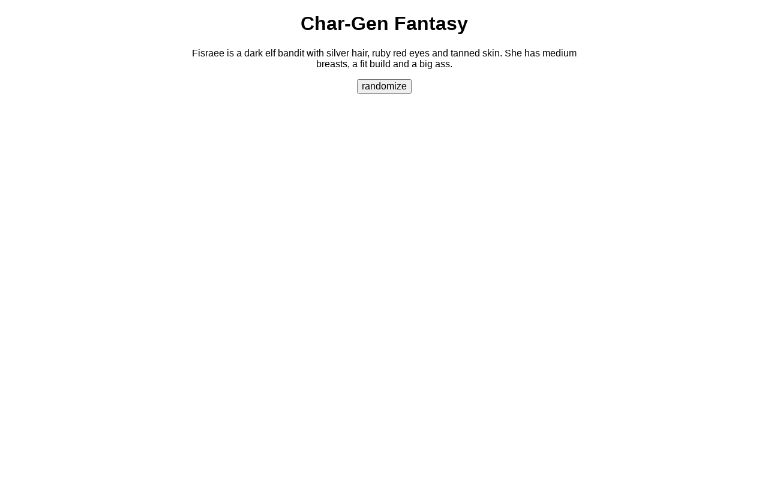 Char-Gen Fantasy ― Perchance Generator
