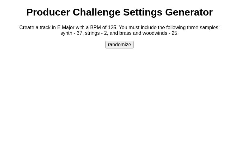 Producer Challenge Settings Generator
