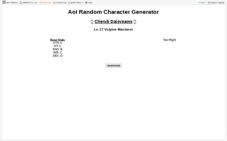 AoI Random Character Generator