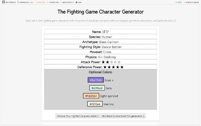 The Fighting Game Character Generator