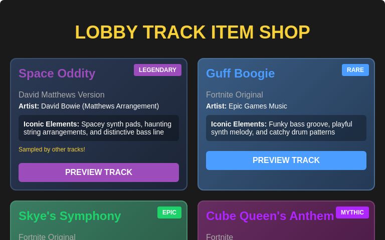 LOBBY TRACK ITEM SHOP ― Perchance Generator