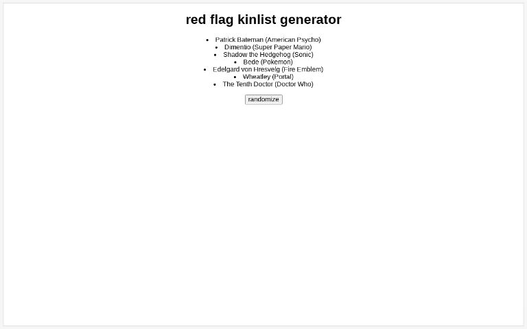 red flag kinlist generator
