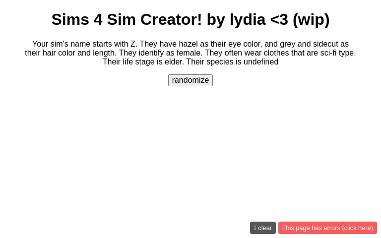 Sims 4 Sim Creator! by lydia