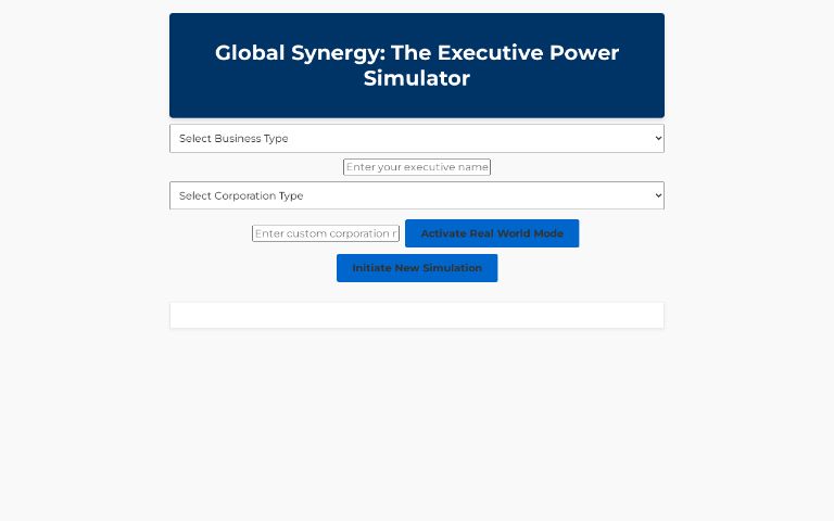 Global Synergy: The Executive Power Simulator ― Perchance Generator