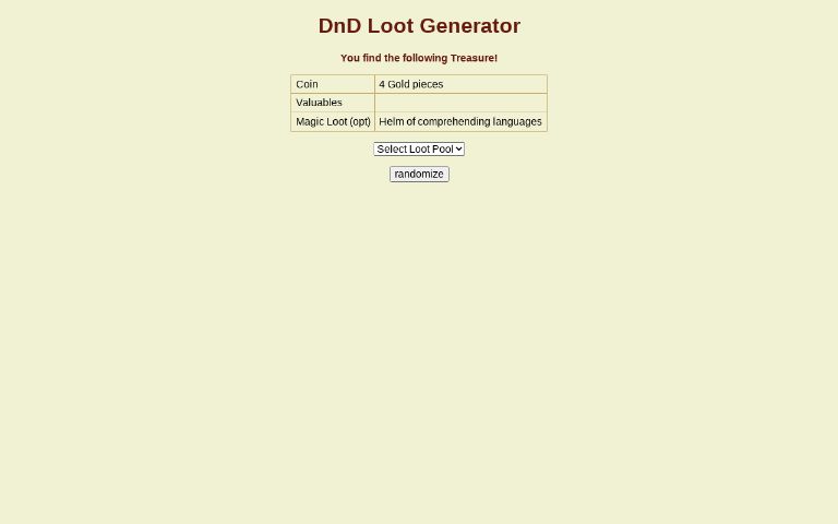 DnD Loot Generator