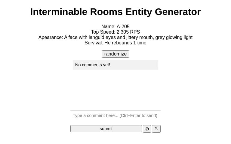 Interminable Rooms Entity Generator