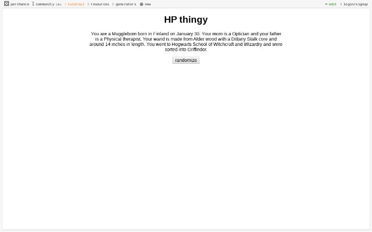 HP thingy ― Perchance Generator