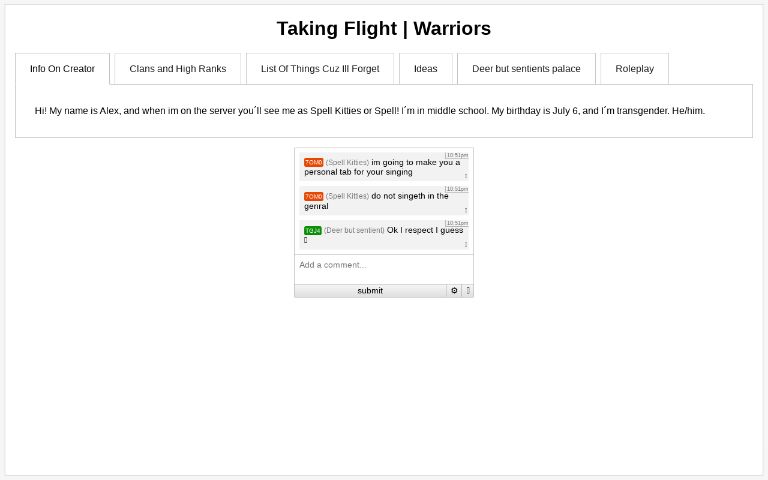 Taking Flight | Warriors ― Perchance Generator