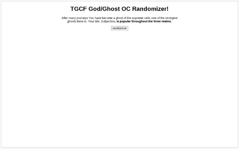 TGCF God/Ghost OC Randomizer! ― Perchance Generator