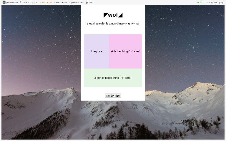 wof ― Perchance Generator