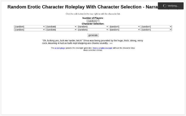 Random Erotic Character Roleplay With Character Selection - Narrative (JLV)