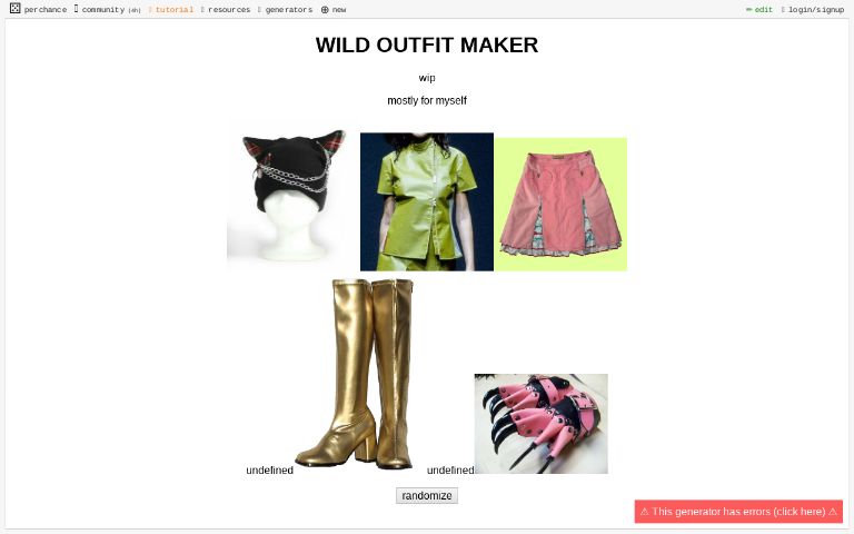 WILD OUTFIT MAKER ― Perchance Generator