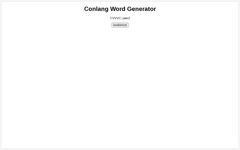 Conlang Word Generator