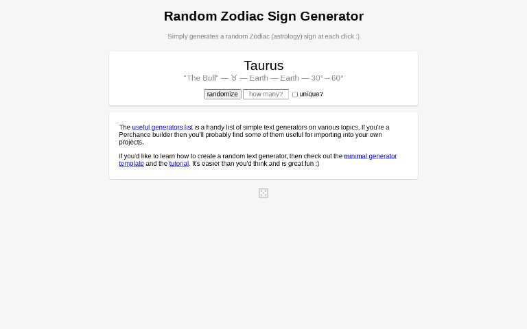 Random Zodiac Sign Generator