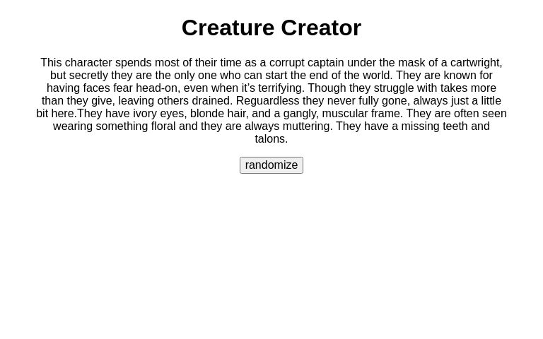 Creature Creator ― Perchance Generator