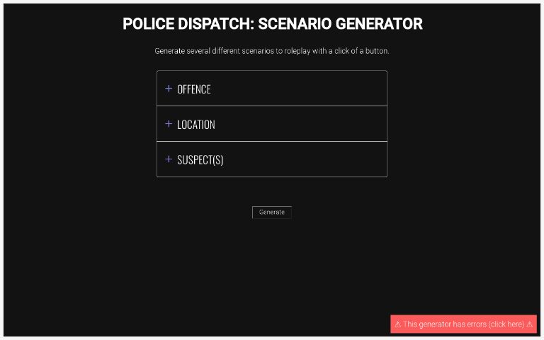 POLICE DISPATCH: SCENARIO GENERATOR