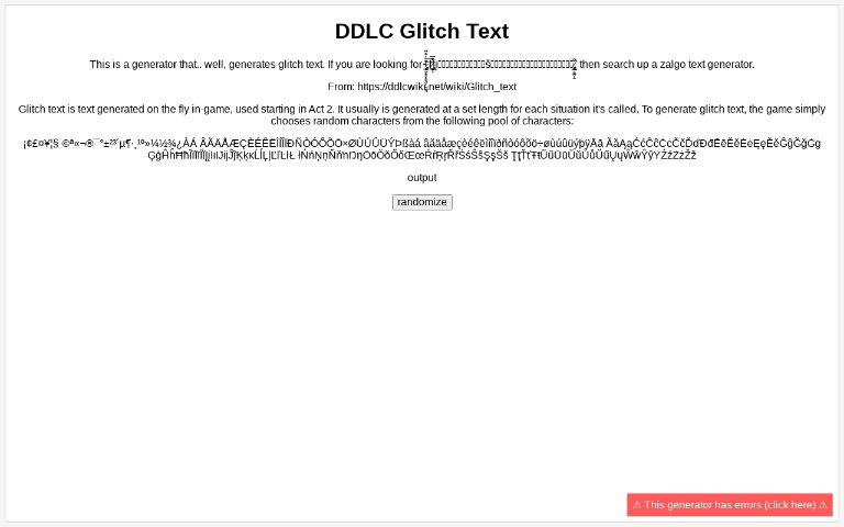 DDLC Glitch Text ― Perchance Generator