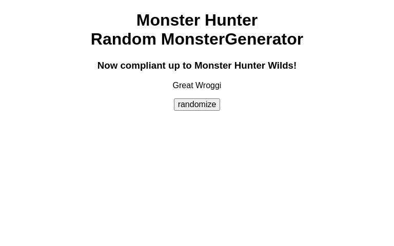 Monster Hunter Random MonsterGenerator