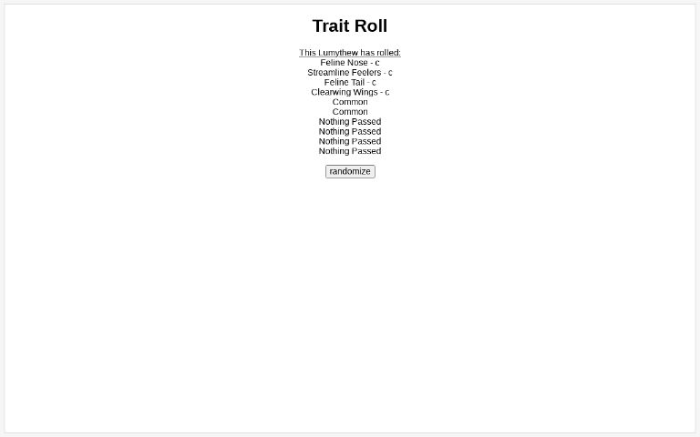 Trait Roll ― Perchance Generator