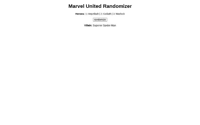Marvel United Randomizer ― Perchance Generator