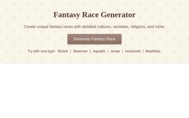 Fantasy Race Generator