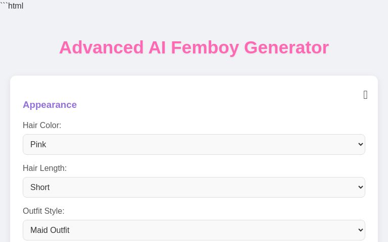 Advanced AI Femboy Generator