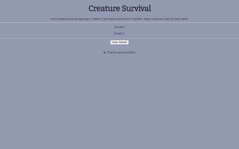 Creature Survival ― Perchance Generator