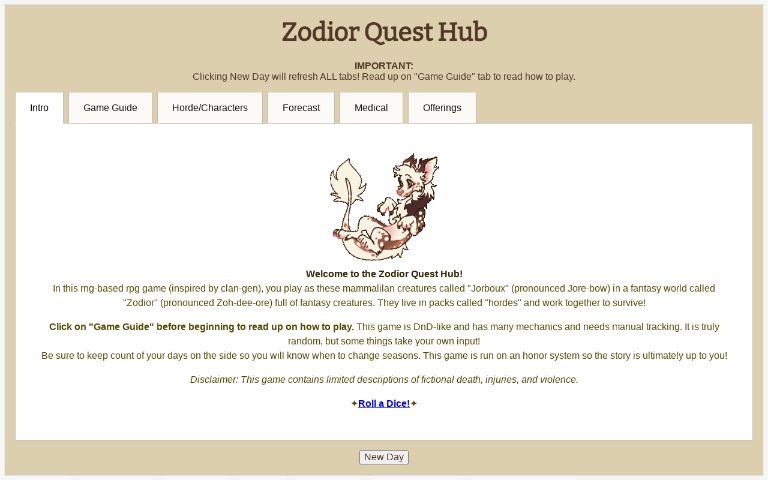 Zodior Quest Hub ― Perchance Generator
