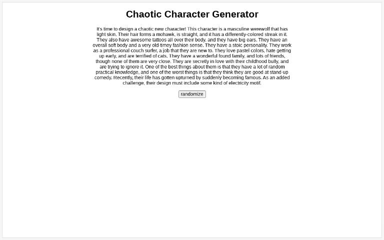 Chaotic Character Generator