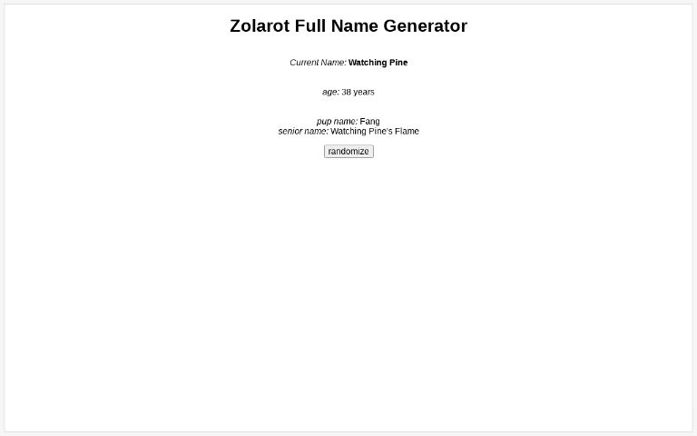 Zolarot Full Name Generator
