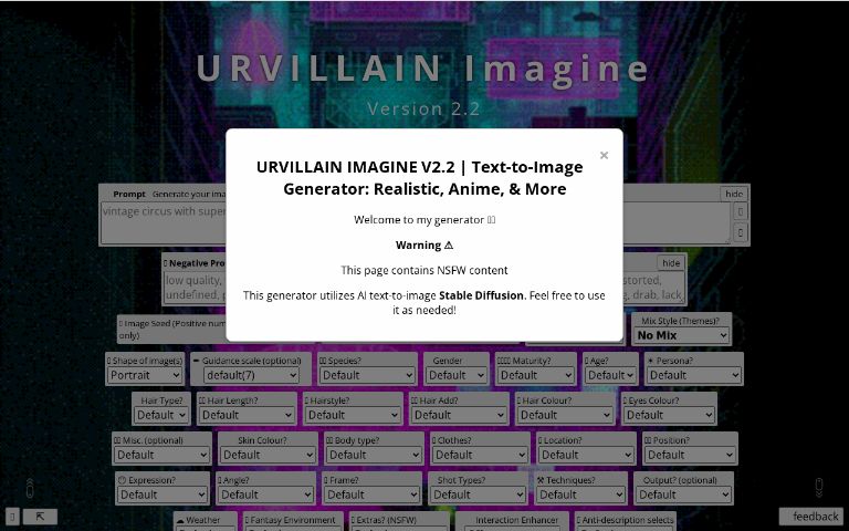 URVILLAIN IMAGINE V2.2 | Text-to-Image Generator: Realistic, Anime, & More