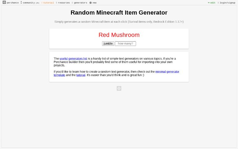 Random Minecraft Item Generator