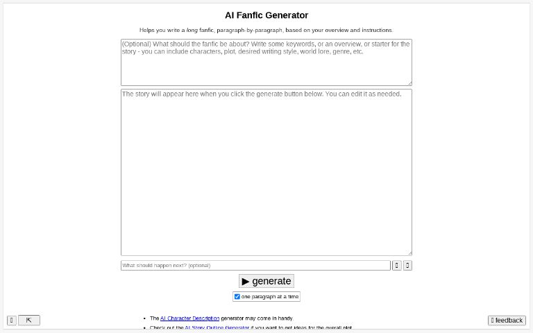 AI Fanfic Generator (free, unlimited, no sign-up)