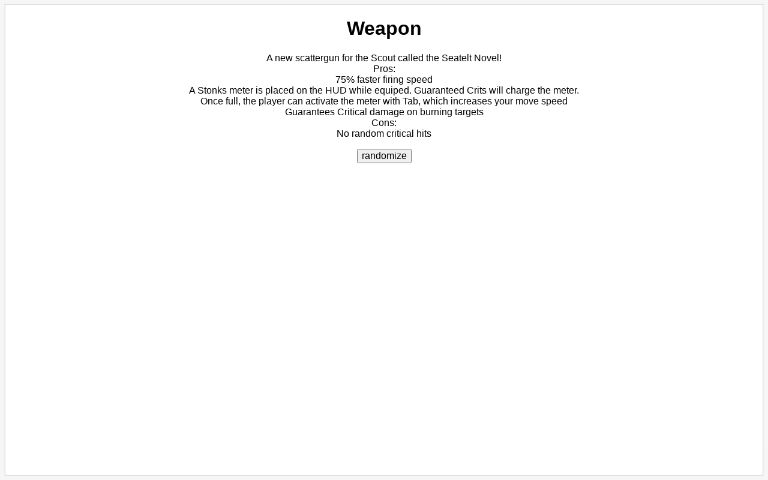 Weapon ― Perchance Generator