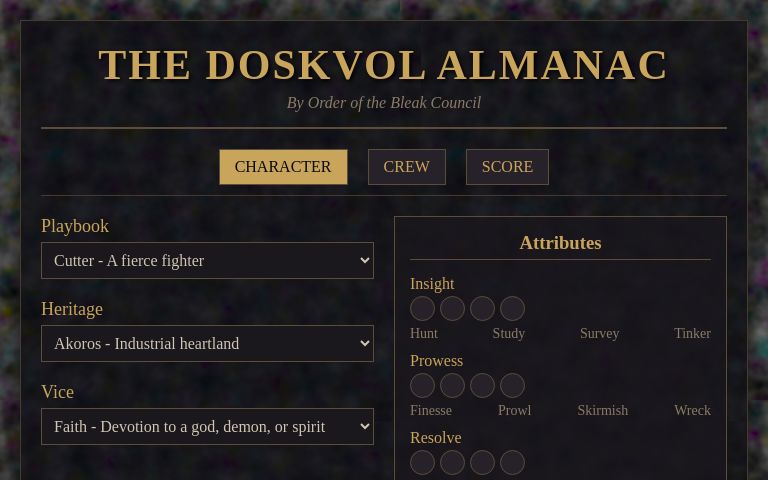 THE DOSKVOL ALMANAC ― Perchance Generator