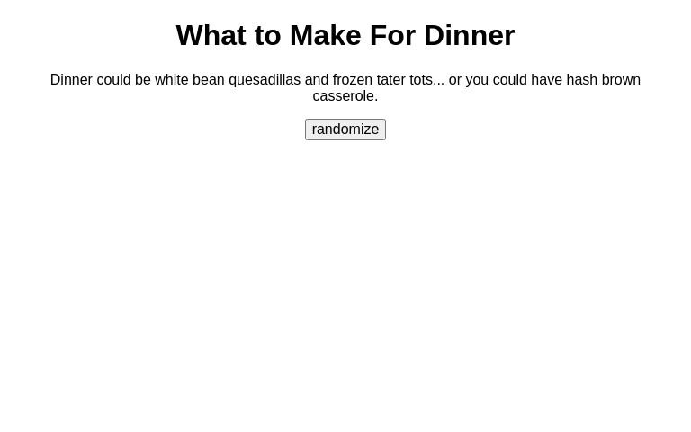 What to Make For Dinner ― Perchance Generator