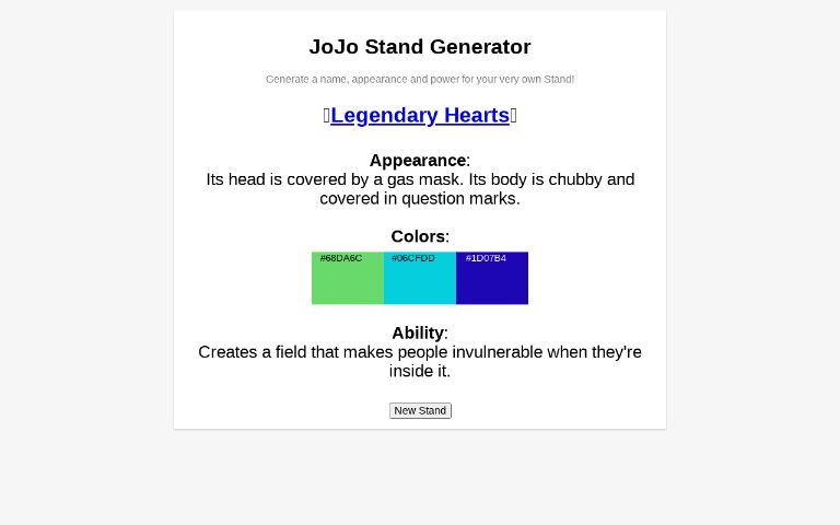 JoJo Stand Generator